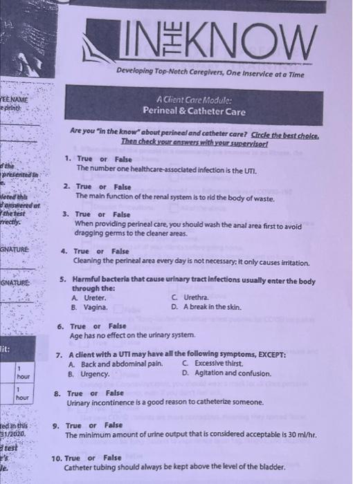 Solved Developing Top-Notah CNAs, One Inservoe at e Time | Chegg.com