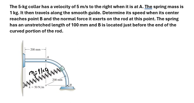Solved The 5-kg ﻿collar has a velocity of 5ms ﻿to the right | Chegg.com