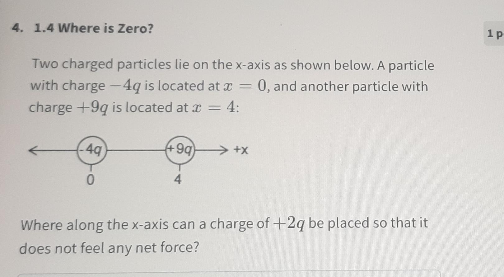 Solved 4. 1.4 Where is Zero? Two charged particles lie on | Chegg.com