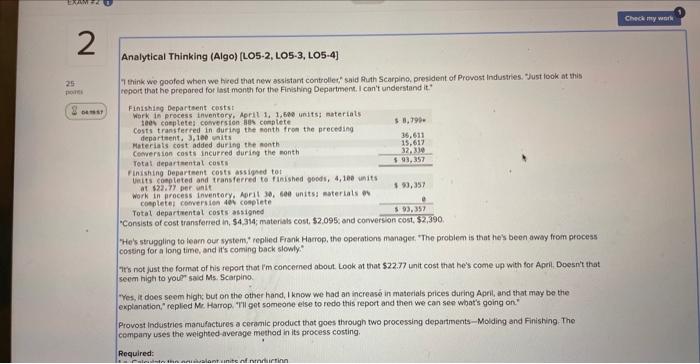 Analytical Thinking (Algo) [LO5-2, LO5-3, LO5-4] 7 | Chegg.com