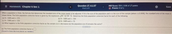 Solved = Homework: Chapter 6 sec 1 Question 17,61.57 Falls | Chegg.com