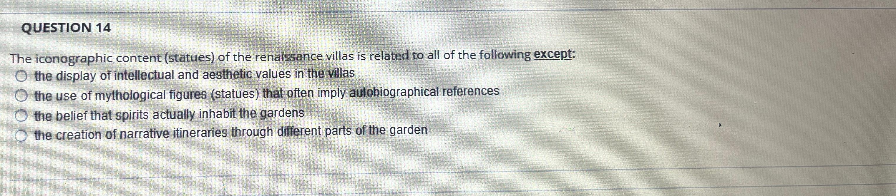 Solved QUESTION 14The iconographic content (statues) ﻿of the | Chegg.com