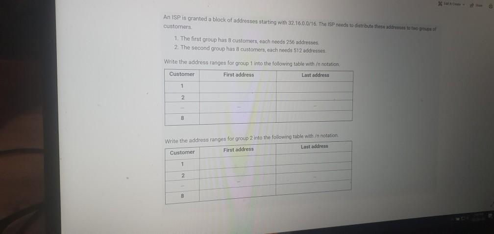 Solved An ISP is granted a block of addresses starting with | Chegg.com