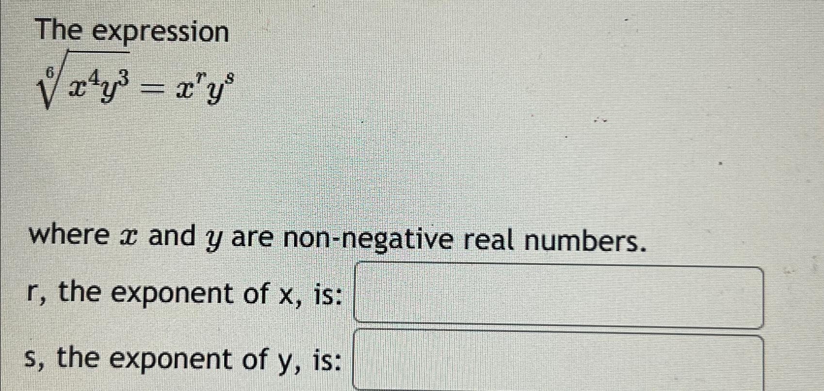 Solved The Expressionx4y36=xryswhere X ﻿and Y ﻿are 
