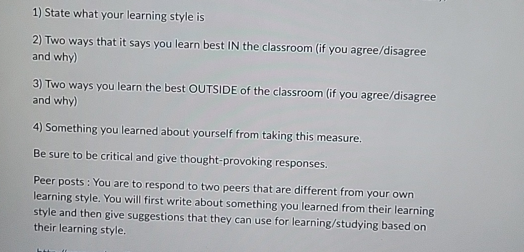 Solved State what your learning style isTwo ways that it | Chegg.com