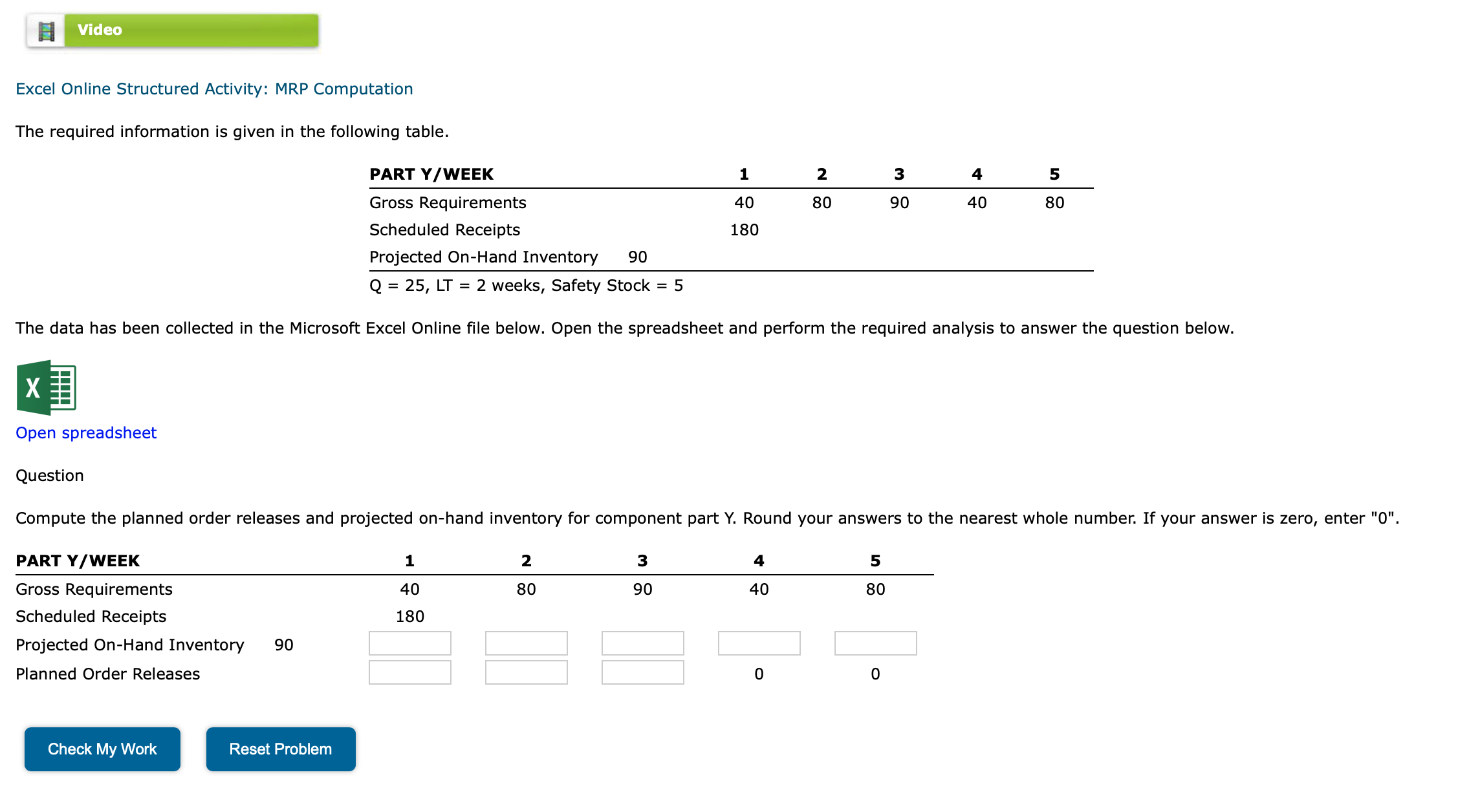 Excel Online Structured Activity: MRP ComputationThe | Chegg.com