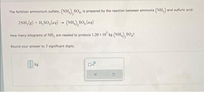 Solved The fertilizer ammonium sulfate, (NH4)2SO4, is | Chegg.com