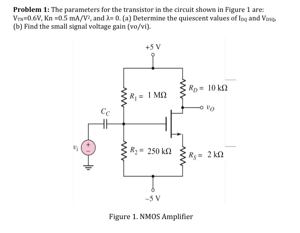 Solved Problem 1: The parameters for the transistor in the | Chegg.com