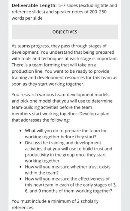 Solved Deliverable Length: 5-7 slides (excluding title and | Chegg.com