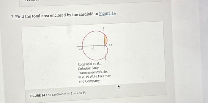 Solved 7. Find the total area enclosed by the cardioid in | Chegg.com