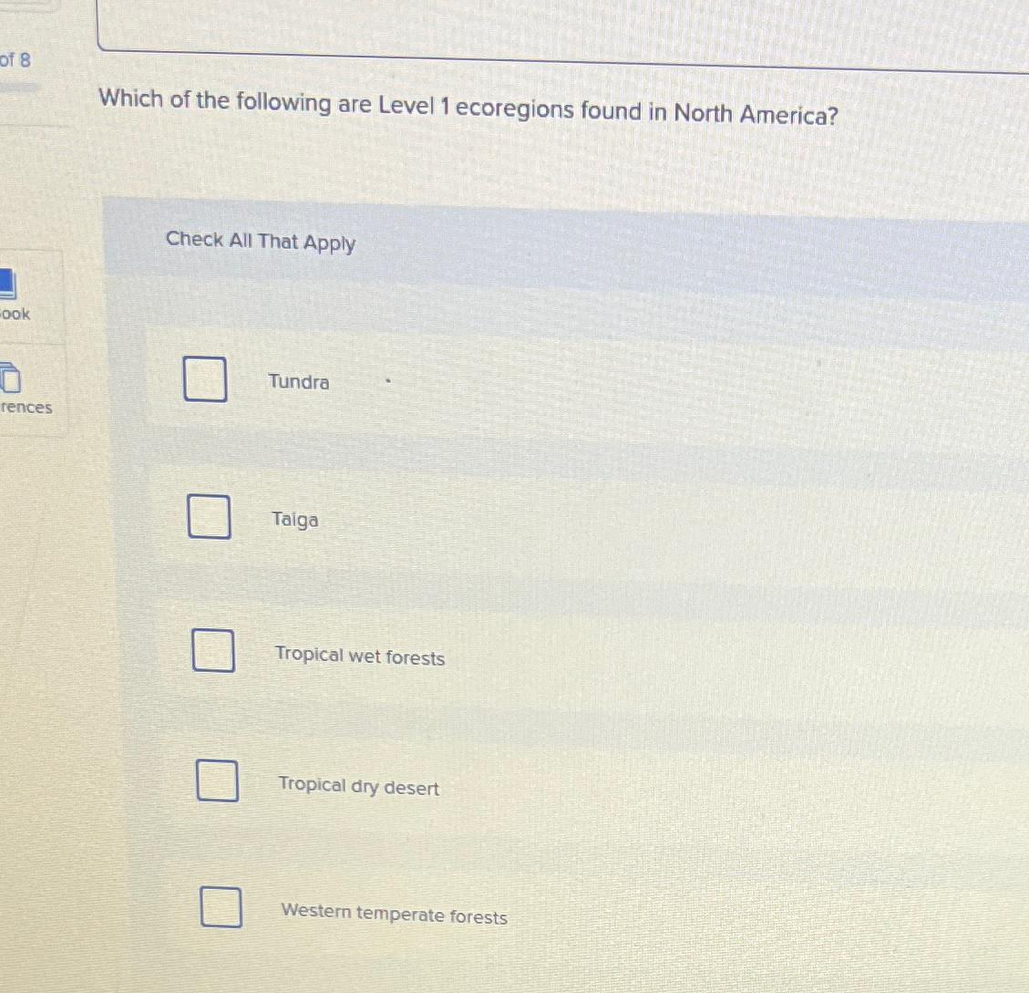 Solved Which of the following are Level 1 ﻿ecoregions found | Chegg.com