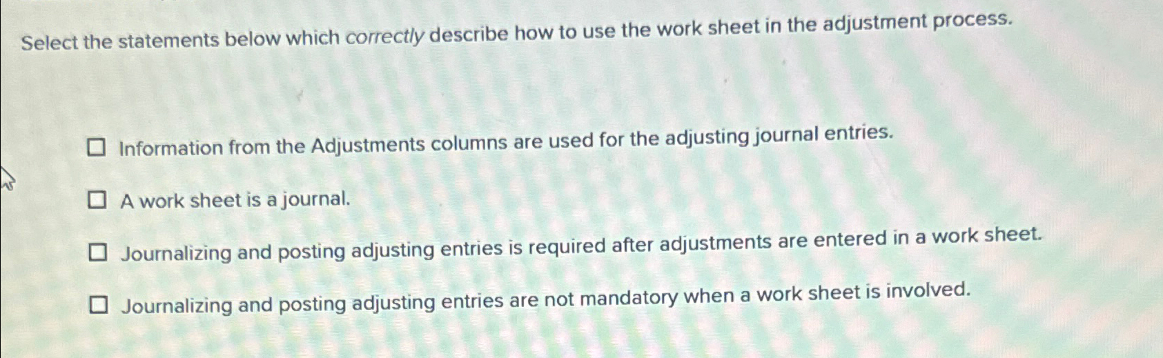 Solved Select the statements below which correctly describe | Chegg.com