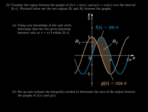 Solved (2) ﻿Consider the region between the graphs of | Chegg.com