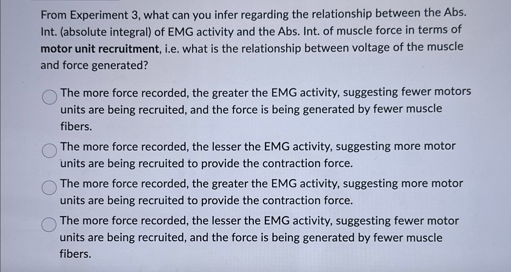 Solved From Experiment 3, ﻿what can you infer regarding the | Chegg.com