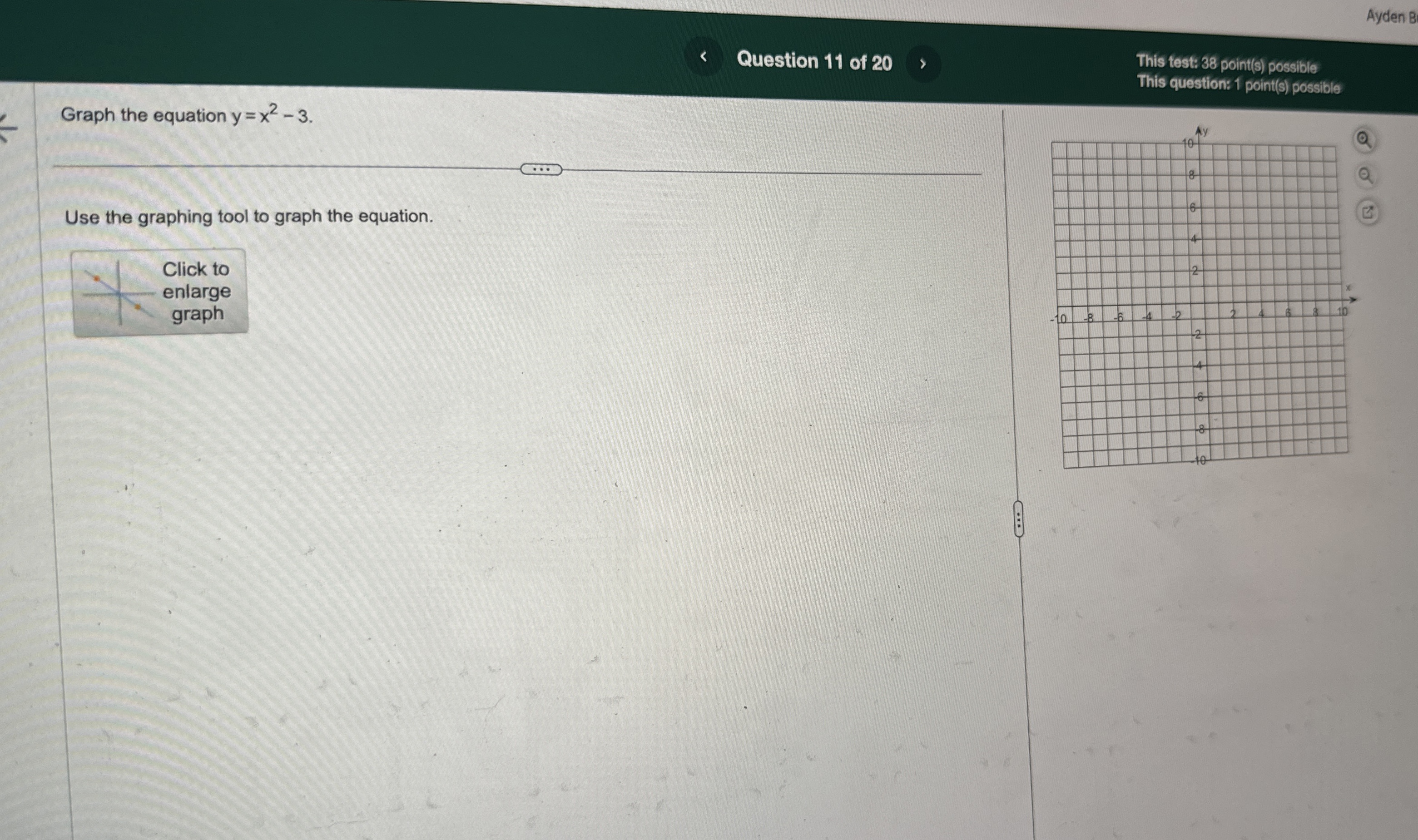 Solved Ayden BQuestion 11 ﻿of 20This test: 38 ﻿point(s) | Chegg.com