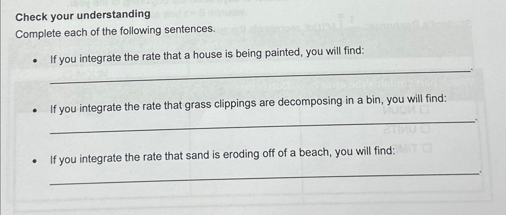 Solved Check your understandingComplete each of the | Chegg.com