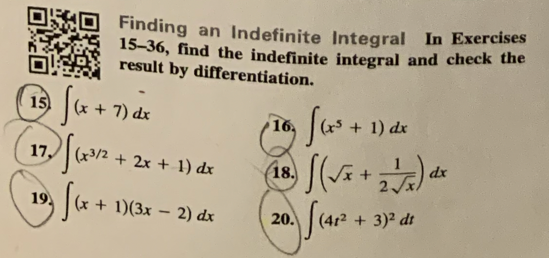 Solved 回回 ﻿Finding an Indefinite Integral In Exercises | Chegg.com