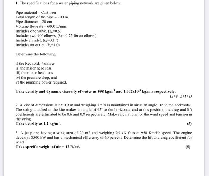 Solved Pipe material - Cast iron Total length of the pipe | Chegg.com