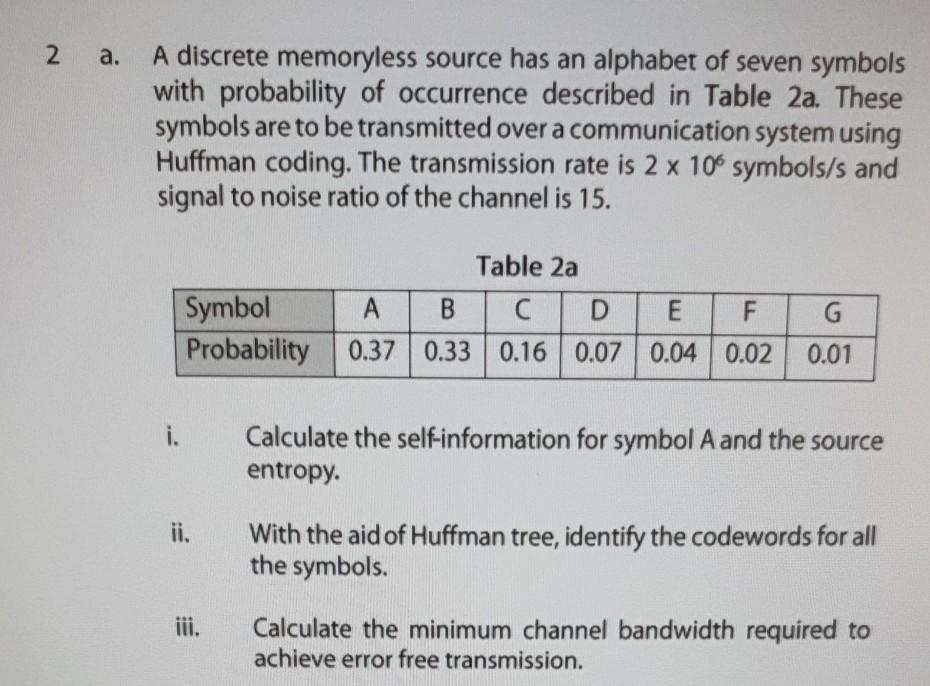 2 A A Discrete Memoryless Source Has An Alphabet Of