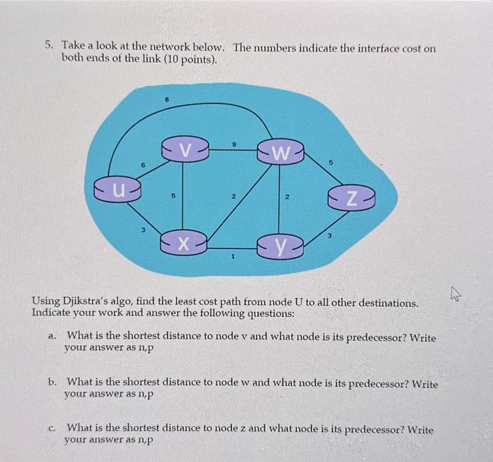 Solved 5. Take a look at the network below. The numbers | Chegg.com