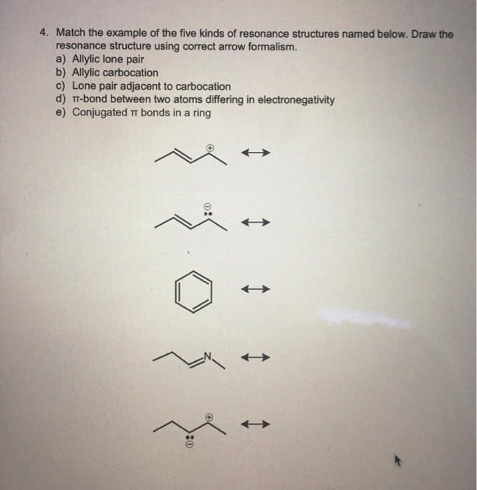 Solved 4. Match the example of the five kinds of resonance | Chegg.com