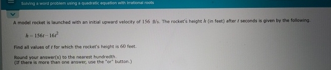 Solved Solving a word problem using a quadratic equation | Chegg.com