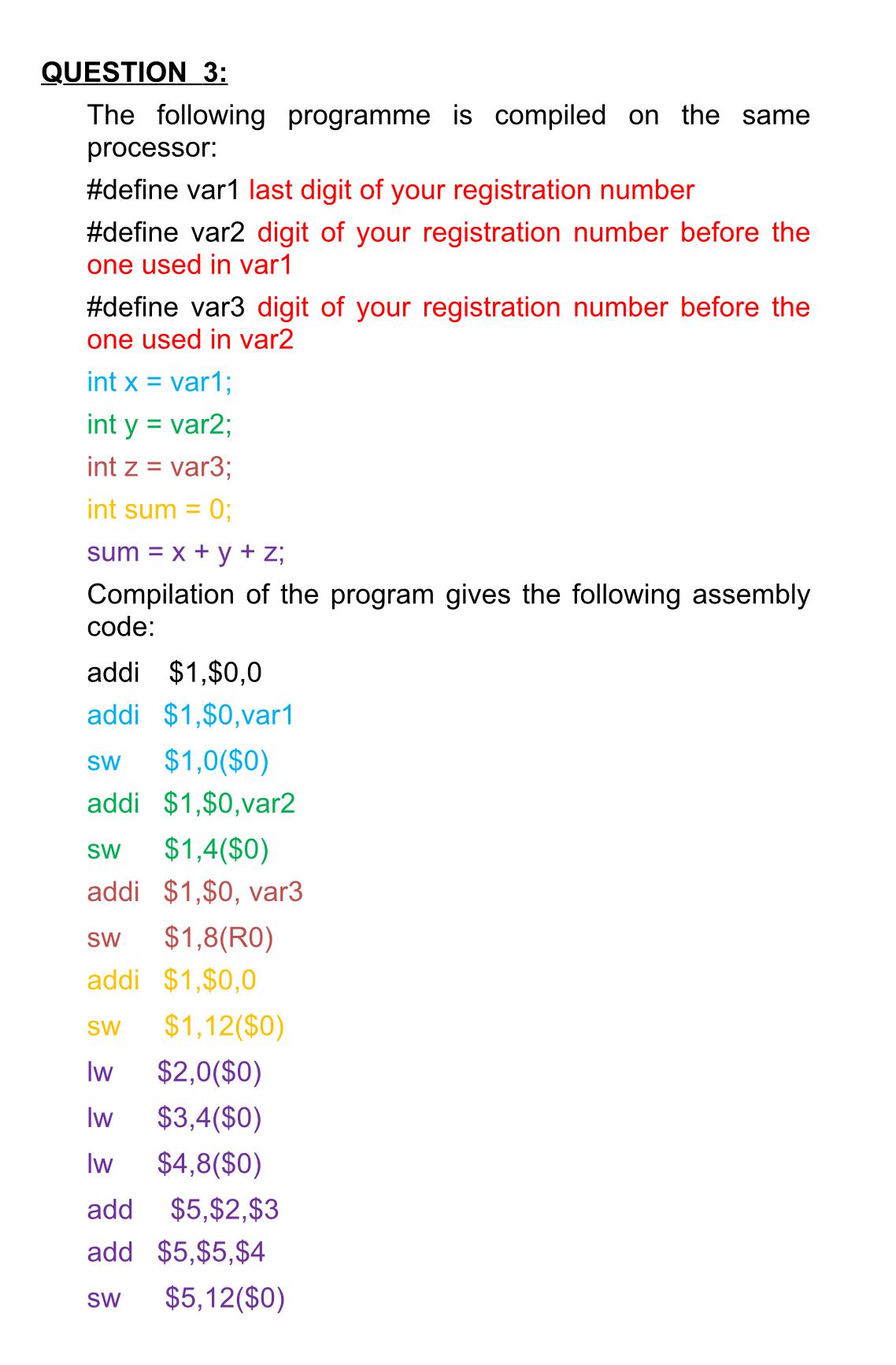 Solved QUESTION 3:The following programme is compiled on the | Chegg.com