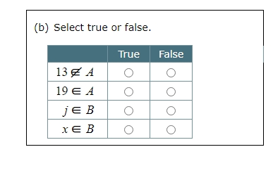(b) ﻿Select true or false. | Chegg.com