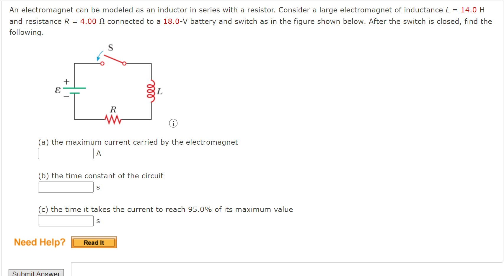Solved An electromagnet can be modeled as an inductor in | Chegg.com