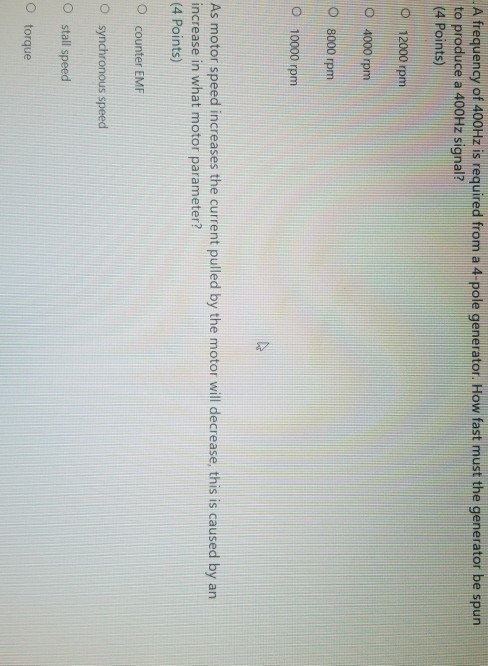 Solved A frequency of 400Hz is required from a 4-pole | Chegg.com