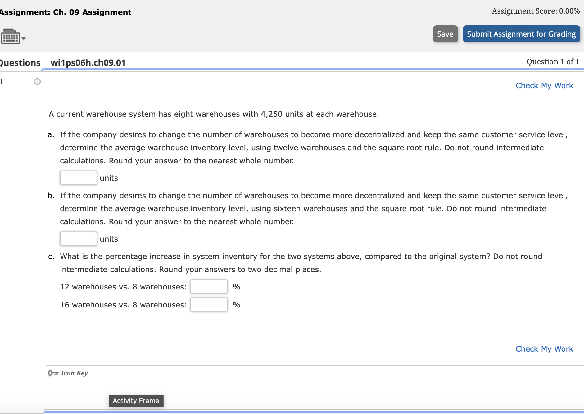 Solved A current warehouse system has eight warehouses with | Chegg.com