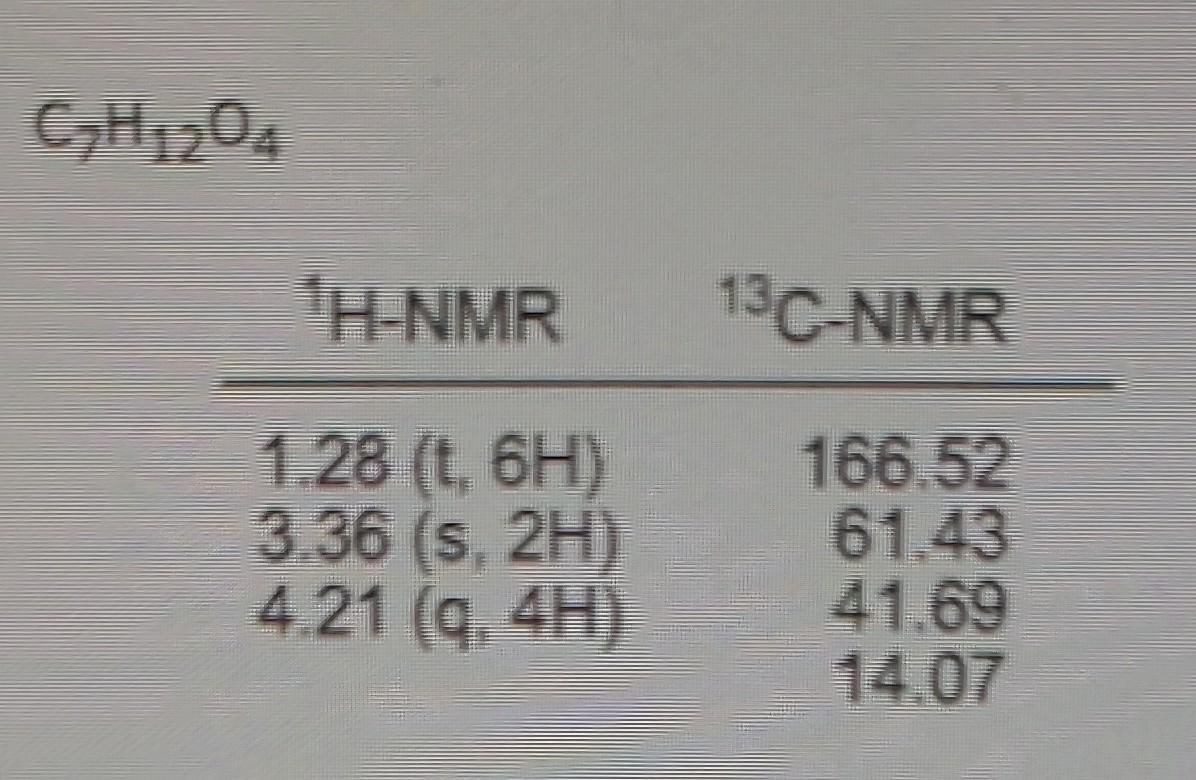 Solved C7H12O4 \begin{tabular}{cr} 1H−NMR & 13 C-NMR \\ | Chegg.com