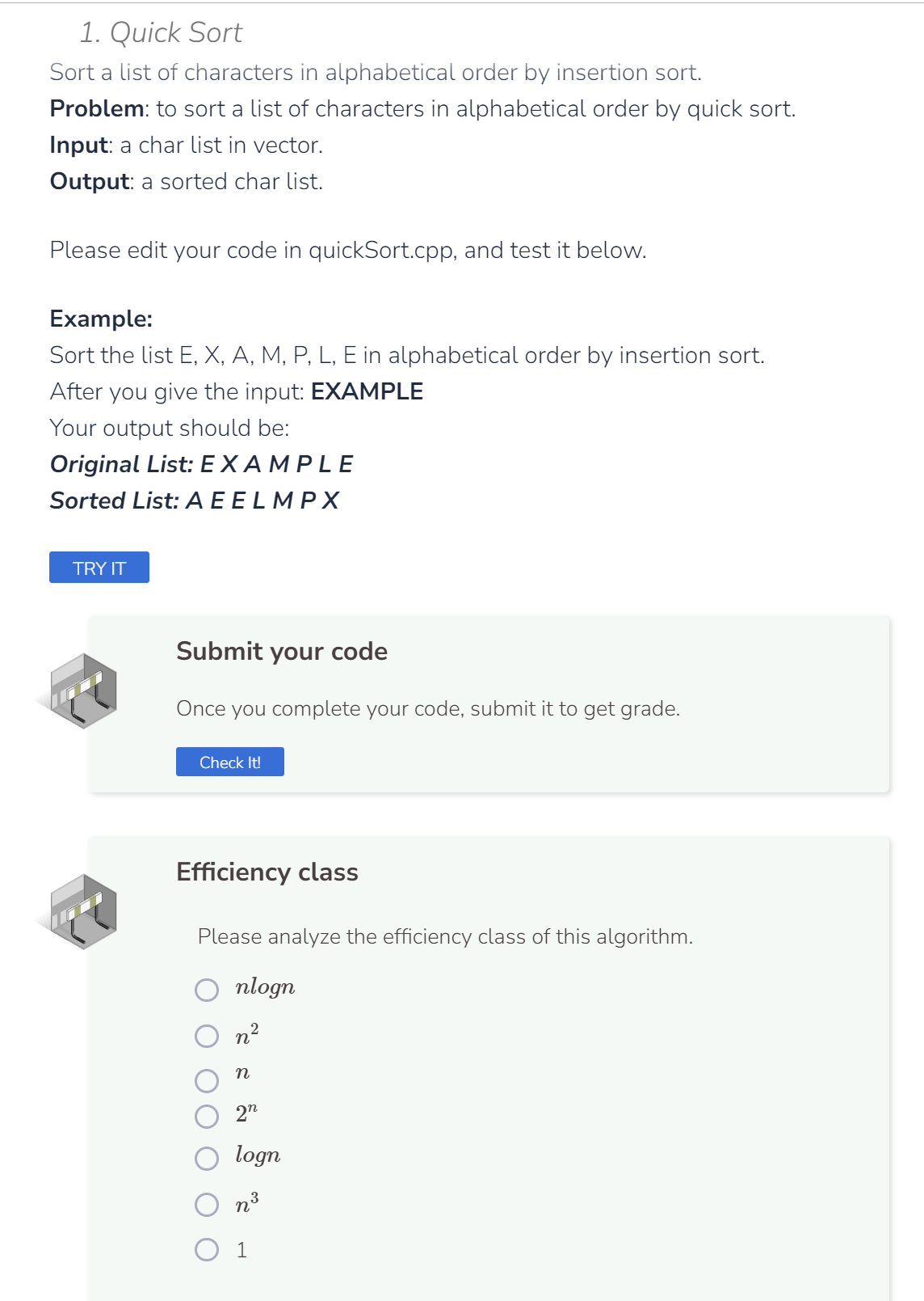 Solved We are given an incomplete code for a quick sort | Chegg.com
