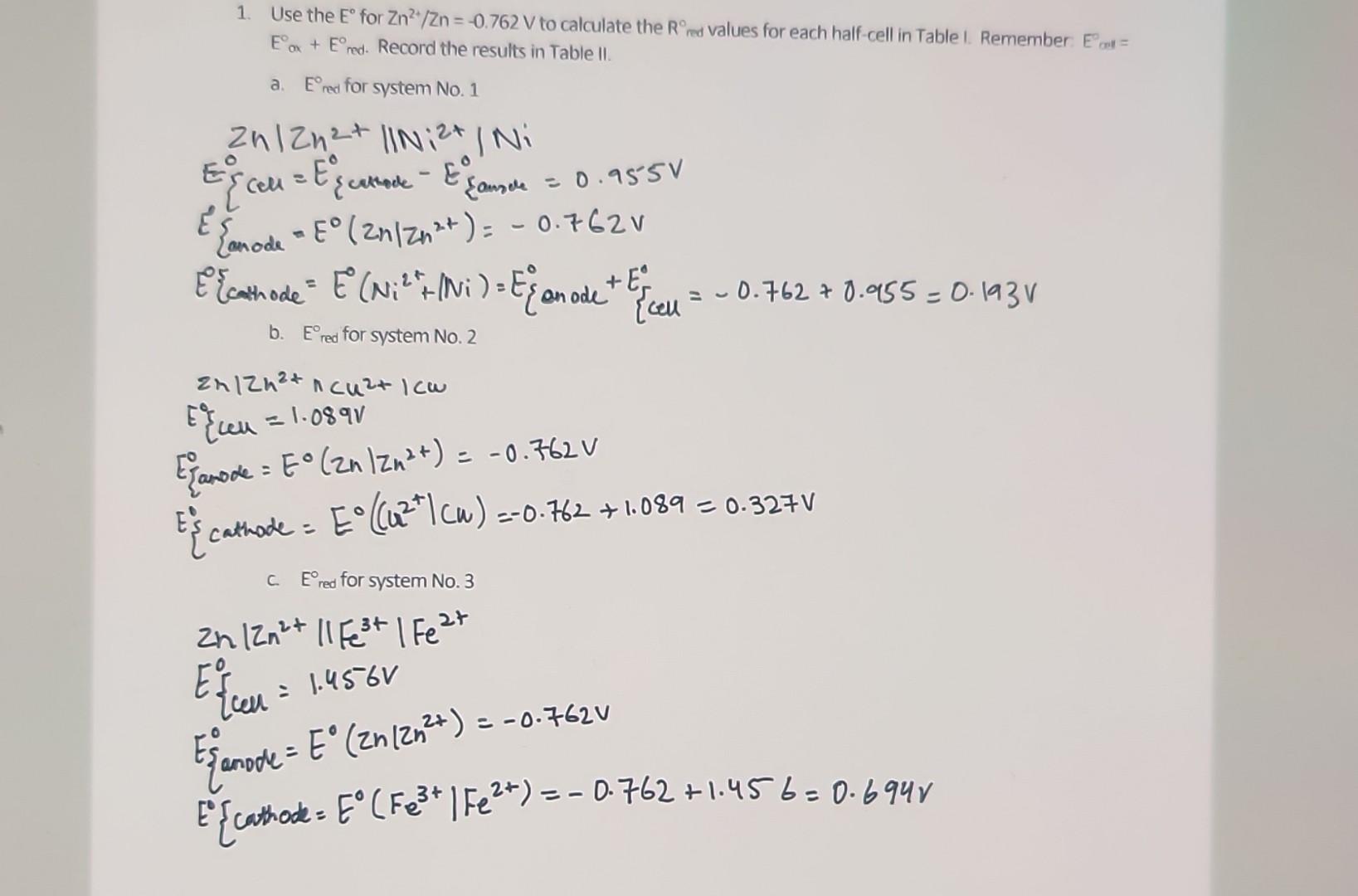 PART A-CELL POTENTtals For this part of the | Chegg.com