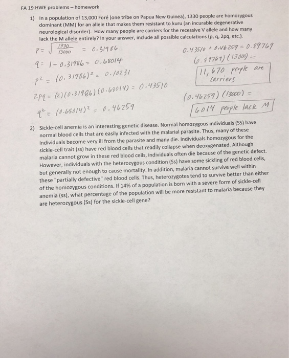Solved FA 19 HWE problems - homework 1) In a population of | Chegg.com