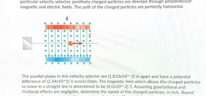 Solved particular velocity selector, positively charged | Chegg.com