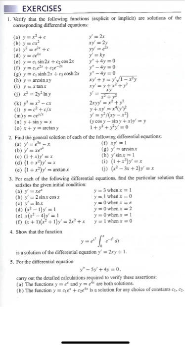 Solved EXERCISES 1. Verify that the following functions | Chegg.com