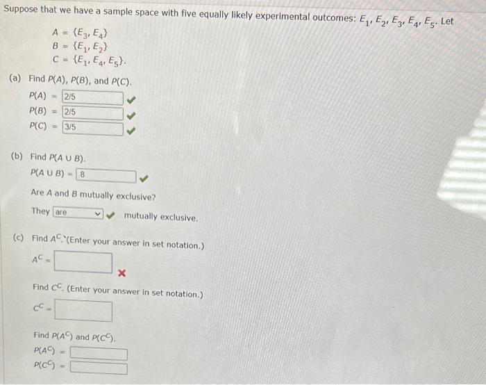 Solved Suppose that we have a sample space with five equally | Chegg.com