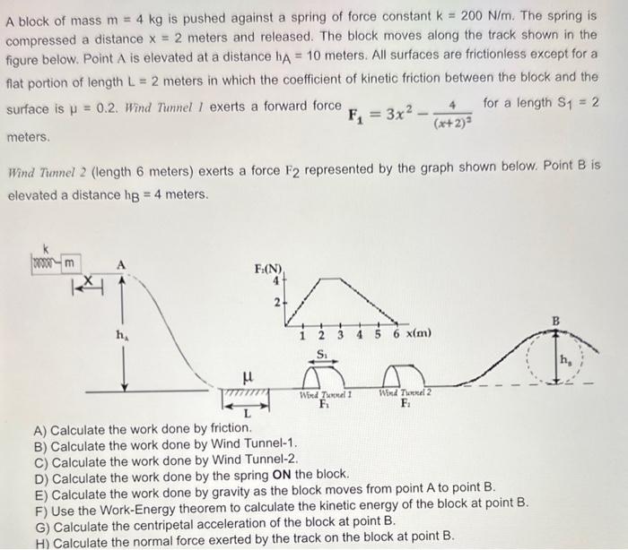 Solved A block of mass m=4 kg is pushed against a spring of | Chegg.com