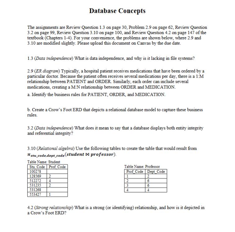 Solved Database ConceptsThe assignments are Review Question | Chegg.com