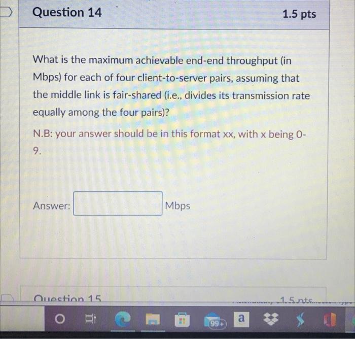 Solved Part 3) End to end throughput and bottleneck links: | Chegg.com