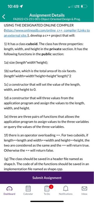 Assignment Details FA2022-CS-251-001-Object Oriented | Chegg.com