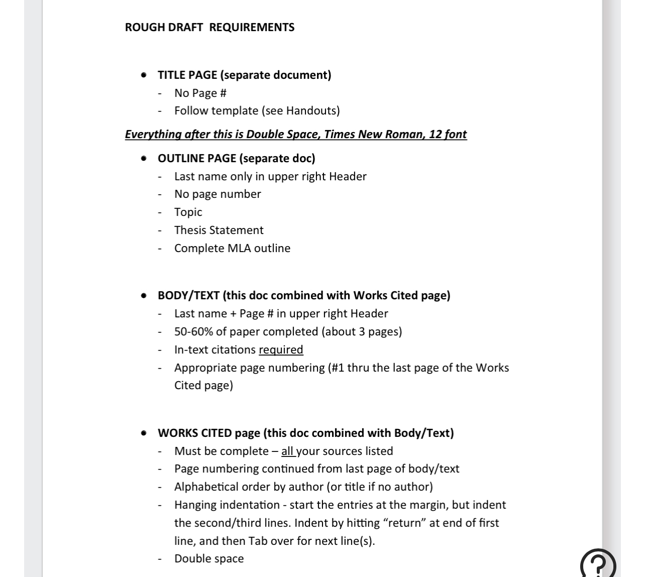 ROUGH DRAFT REQUIREMENTSTITLE PAGE (separate | Chegg.com