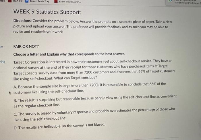 Solved WEEK 9 Statistics Support: Directions: Consider the | Chegg.com