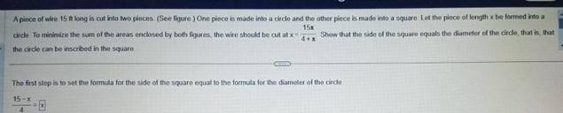 Solved A piece of whe 15 ﻿th long is cut inlo two pheces | Chegg.com