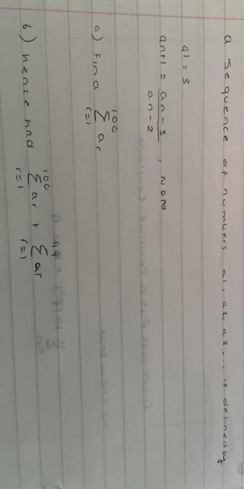 Solved a sequence nuwees definedly 413 al = an 2 a) fina Ear | Chegg.com