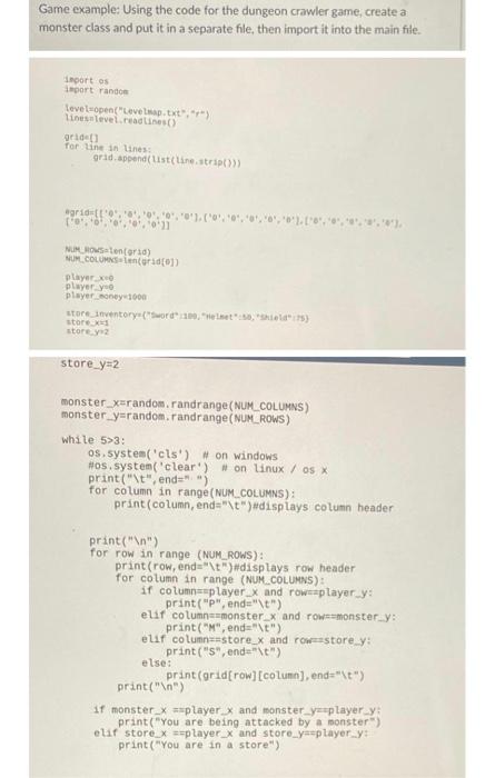 Solved Game example: Using the code for the dungeon crawler | Chegg.com