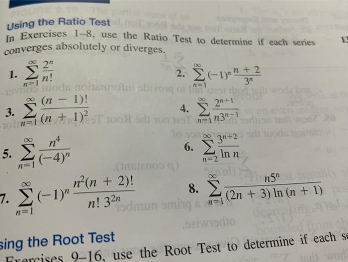Solved Using the Ratio Test In Exercises 1-8, use the Ratio | Chegg.com