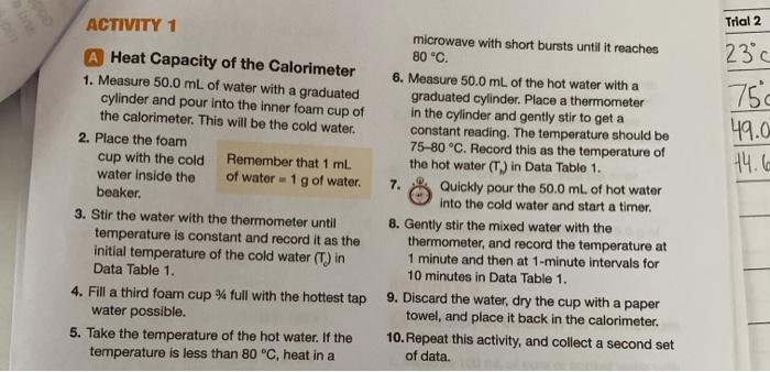 Solved Data Activity 1 Data Table 1 Trial 1 Trial 2 2 3 Time | Chegg.com