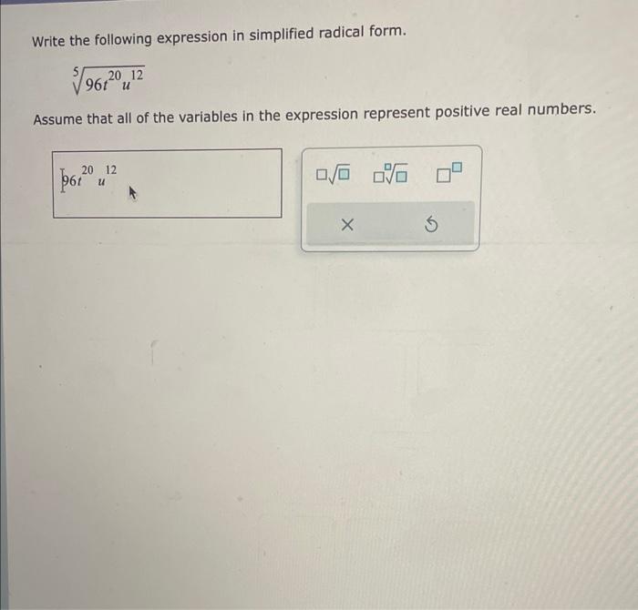 Solved Write the following expression in simplified radical | Chegg.com
